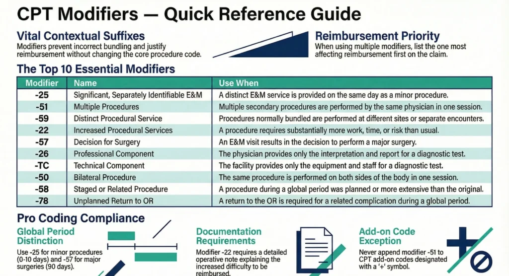 CPT Modifiers Explained — Complete Guide With Examples | Clear CPC